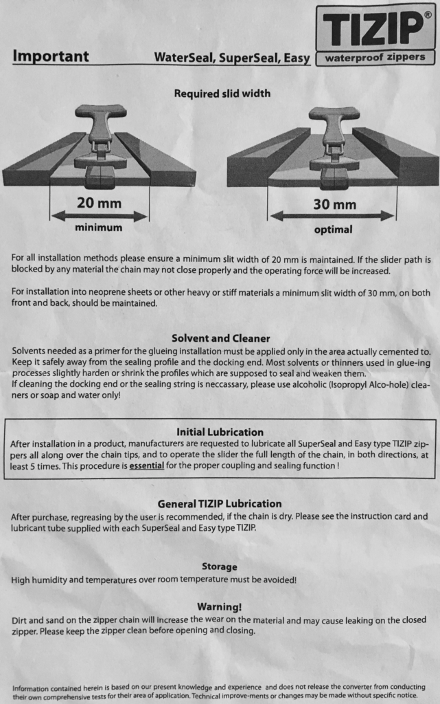 TIZIP SuperSeal 50 cm Airtight Zipper - DIY Packraft